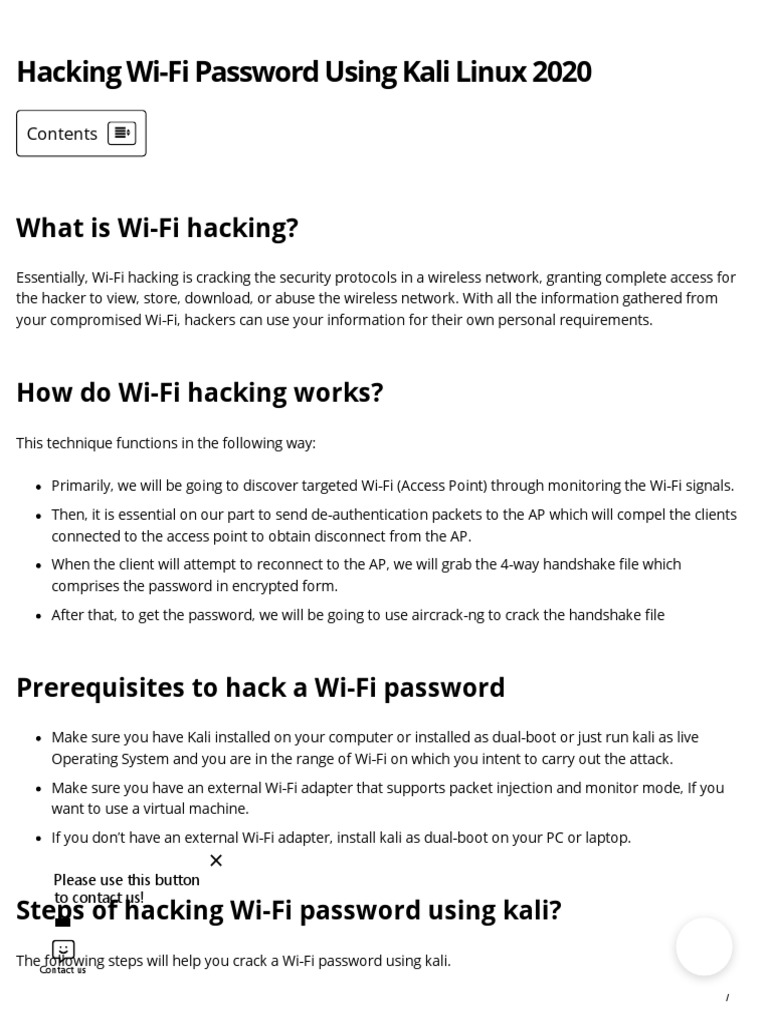 Hacking Wi-Fi Password Using Kali Linux in 6 Steps - ICSS | PDF | Wi Fi ...