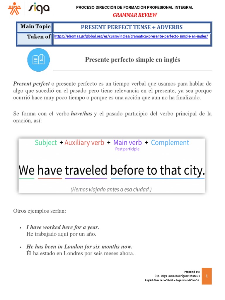 Guía del Presente Perfecto en Inglés | PDF | Verbo | Tipología Lingüística