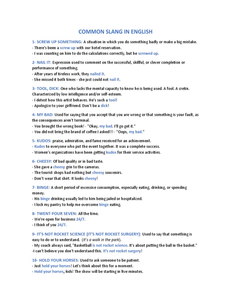 Common Slang in English: 1-Screw Up Something | PDF