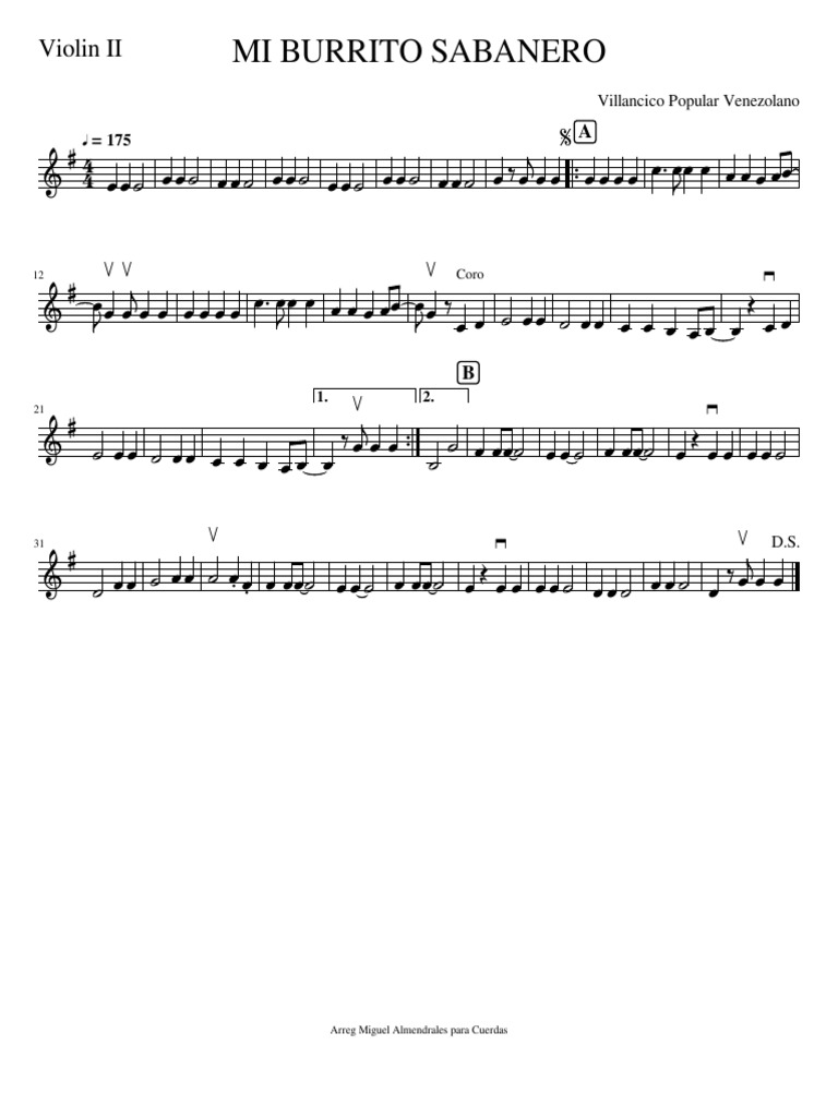 MI BURRITO SABANERO 2020-Violin - II | PDF