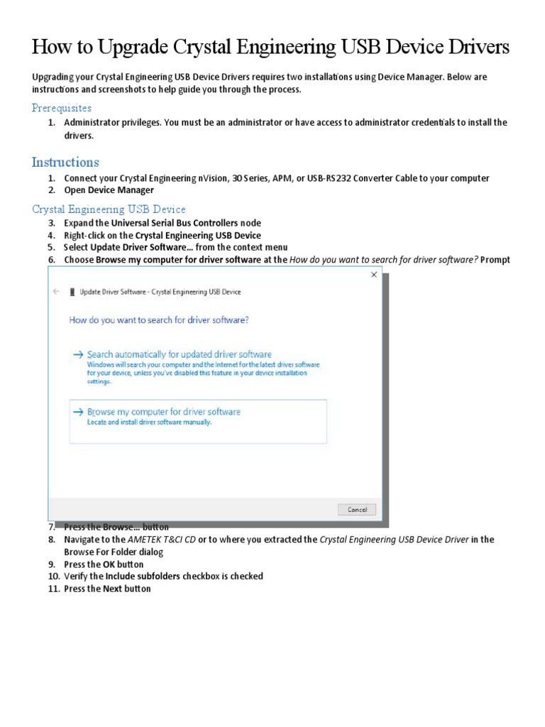 How To Upgrade Crystal Engineering USB Device Drivers Rev A | PDF