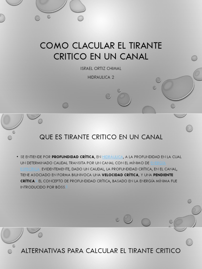 Como Clacular El Tirante Critico en Un Canal | PDF