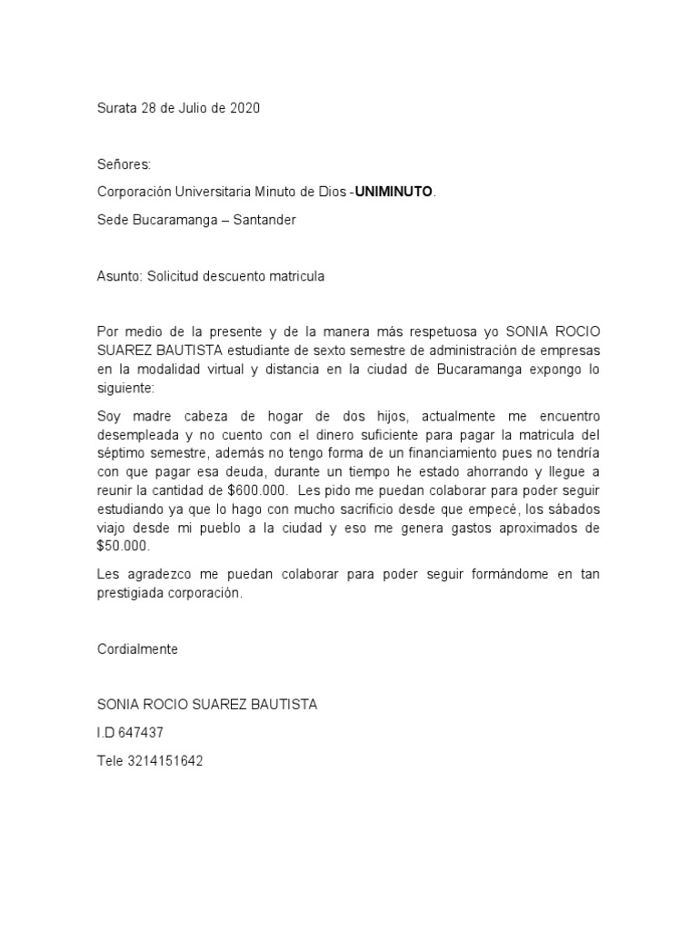 Solicitud Descuento | PDF