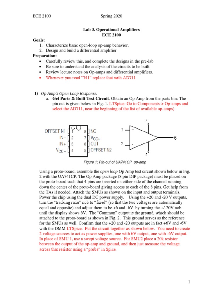Lab 3 Spring 2020 LTSpice Edition-1 | PDF | Operational Amplifier ...
