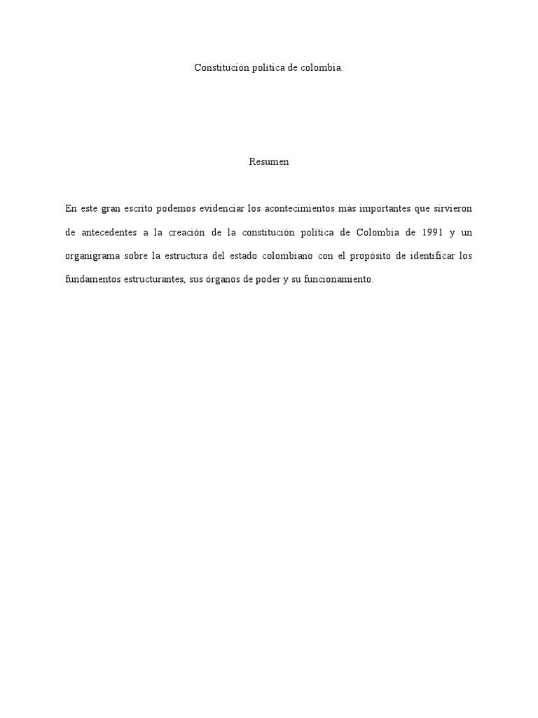 Constitucion Politica De 1991 Pdf Constitución Colombia