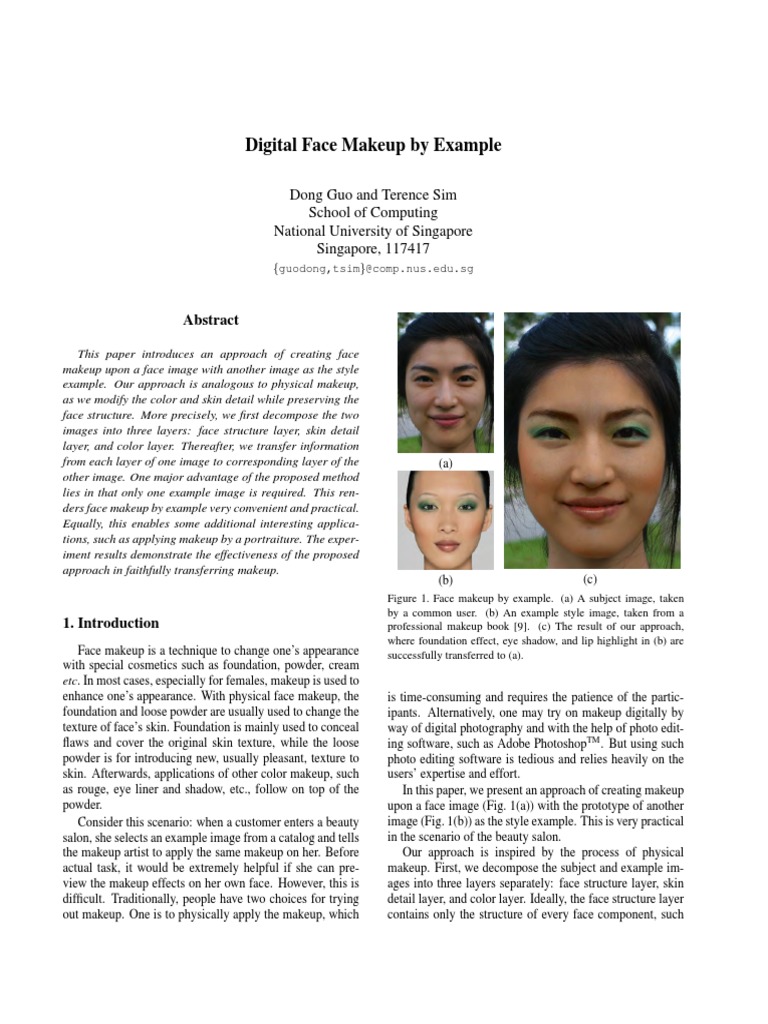 Digital Face Makeup by Example | PDF | Cosmetics | Texture Mapping