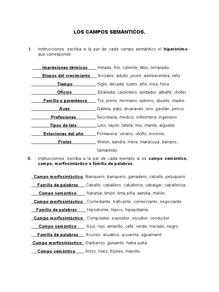 Campos Semánticos y Familias de Palabras | PDF | Cultivos | Agricultura