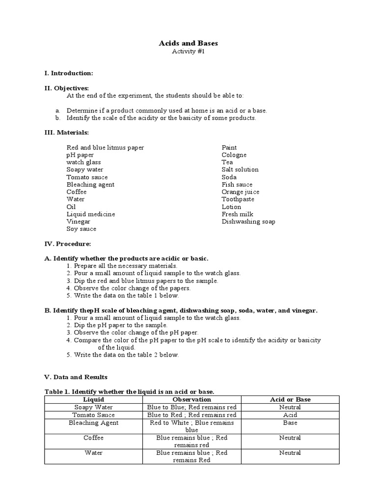 Home Acids and Bases Experiment Guide | PDF | Sodium Bicarbonate | Ph