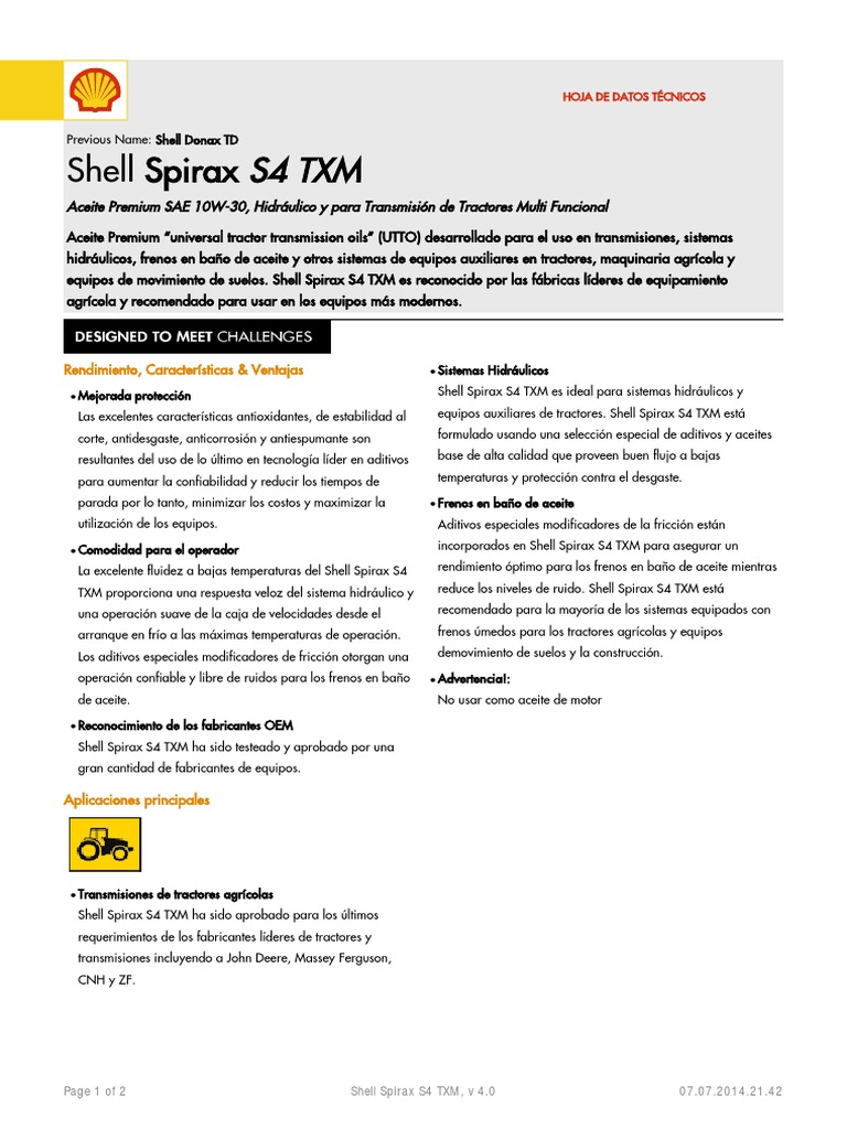 Shell Spirax S4 TXM | PDF | Tractor | Agricultura