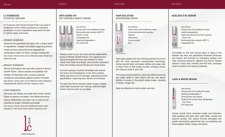 LC Cell Brochure | PDF | Hair | Wrinkle