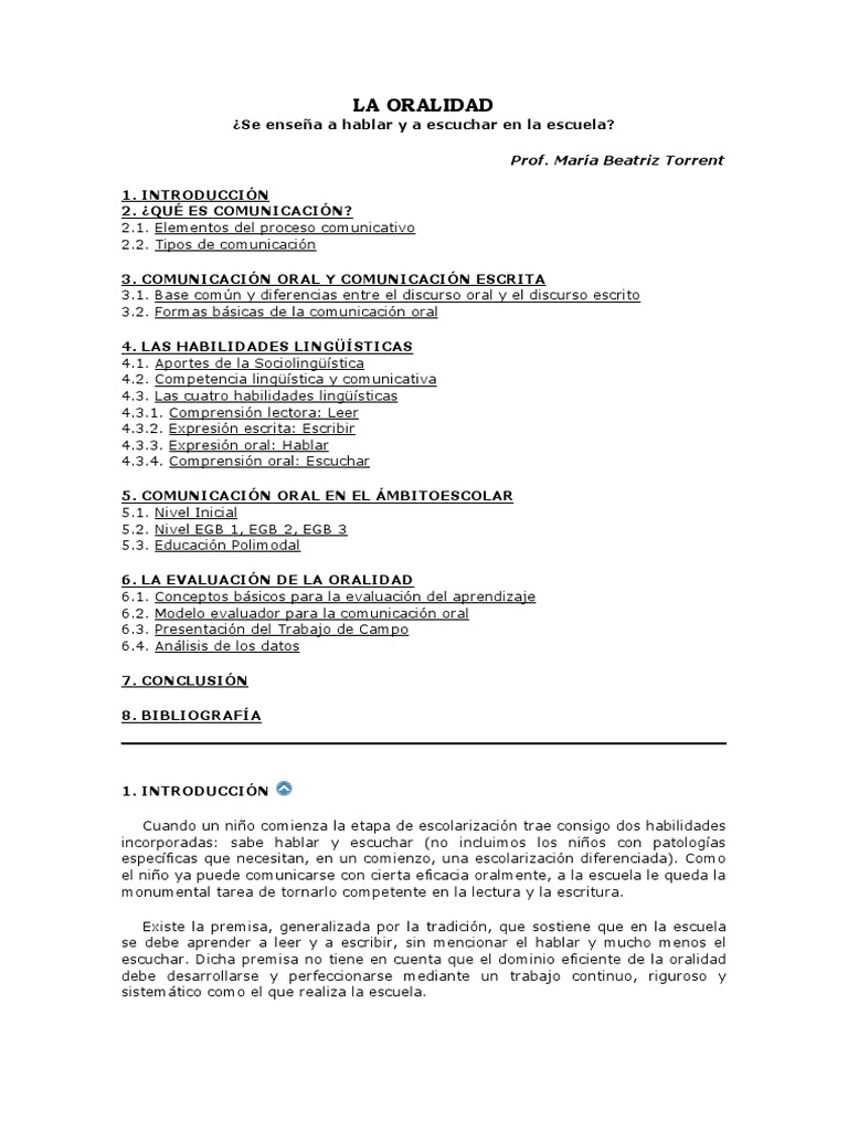 La Oralidad | PDF | Lingüística | Comunicación