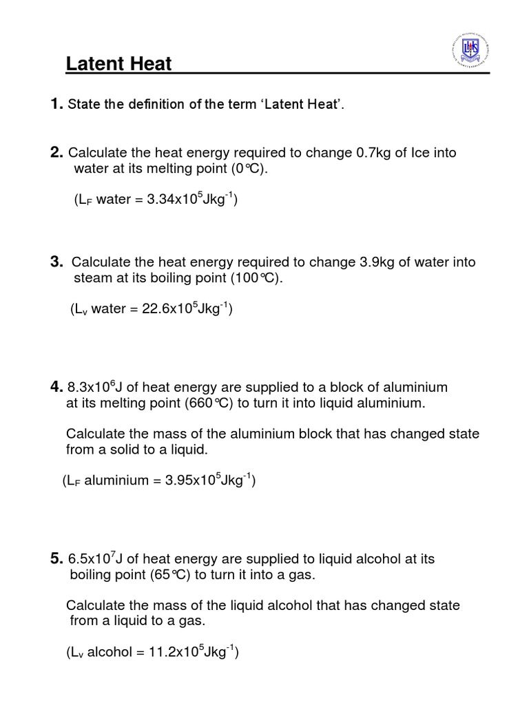 Latent Heat Calculations in Physics | PDF | Science & Mathematics