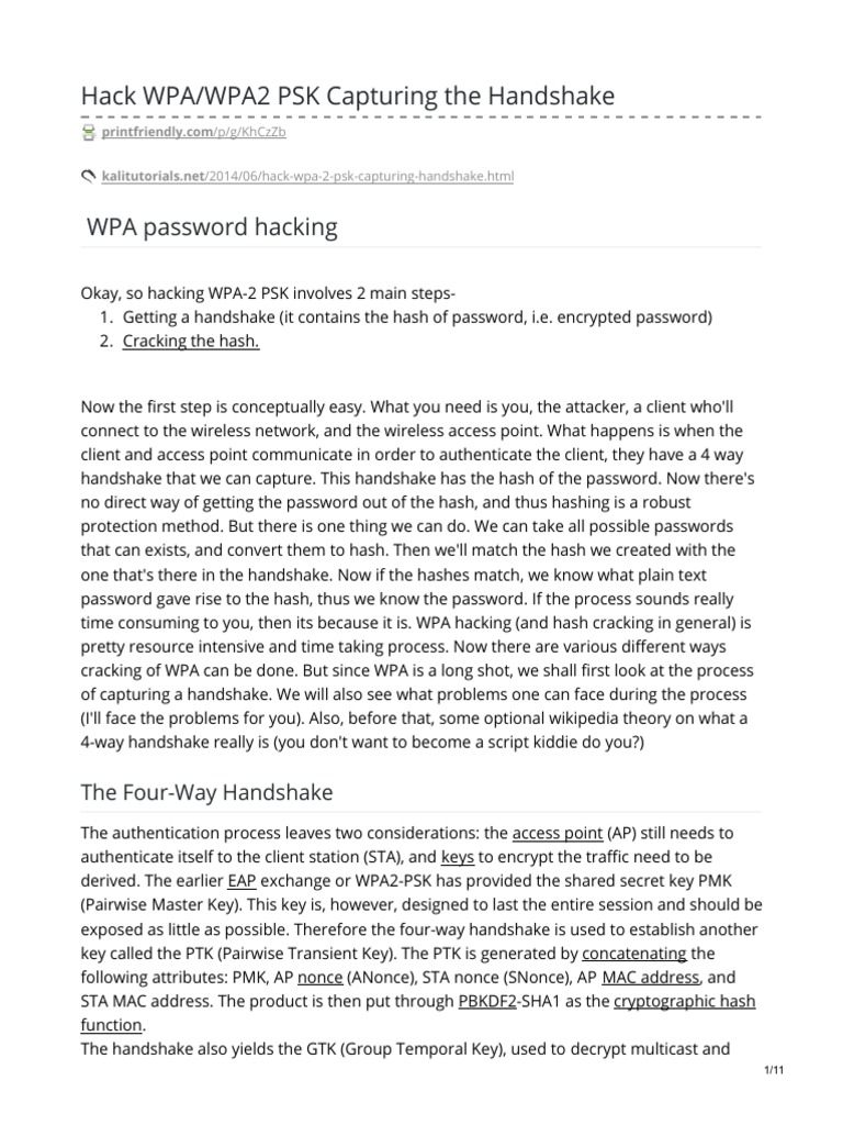 Hack WPAWPA2 PSK Capturing The Handshake | PDF | Cryptography | Network Protocols