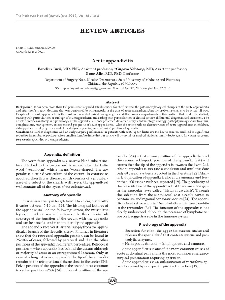 Review Articles: Acute Appendicitis | PDF | Ovarian Cancer | Nausea