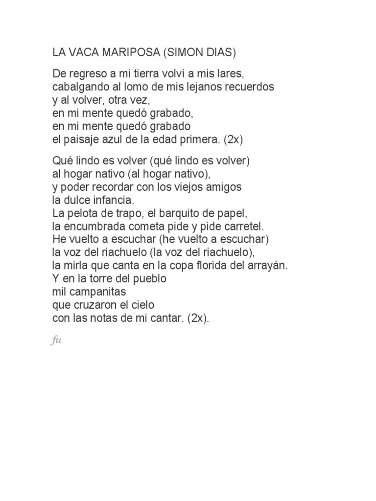 La Vaca Mariposa: Letra y Significado | PDF