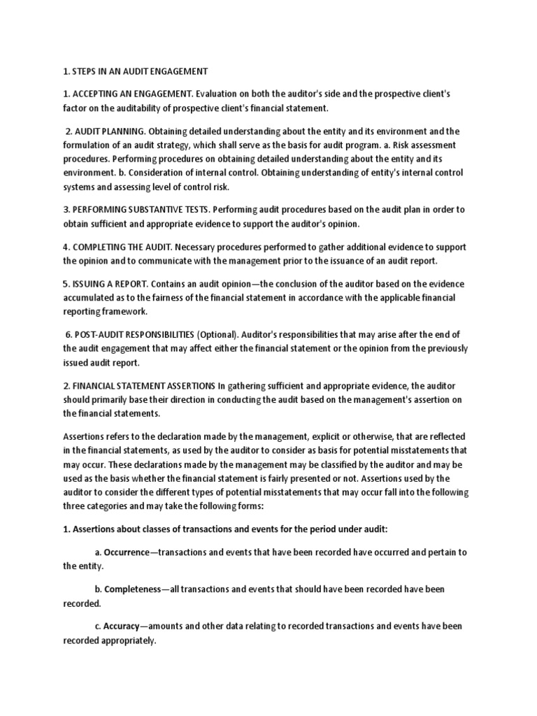 Audit Engagement Steps & Procedures | PDF | Auditor's Report | Audit