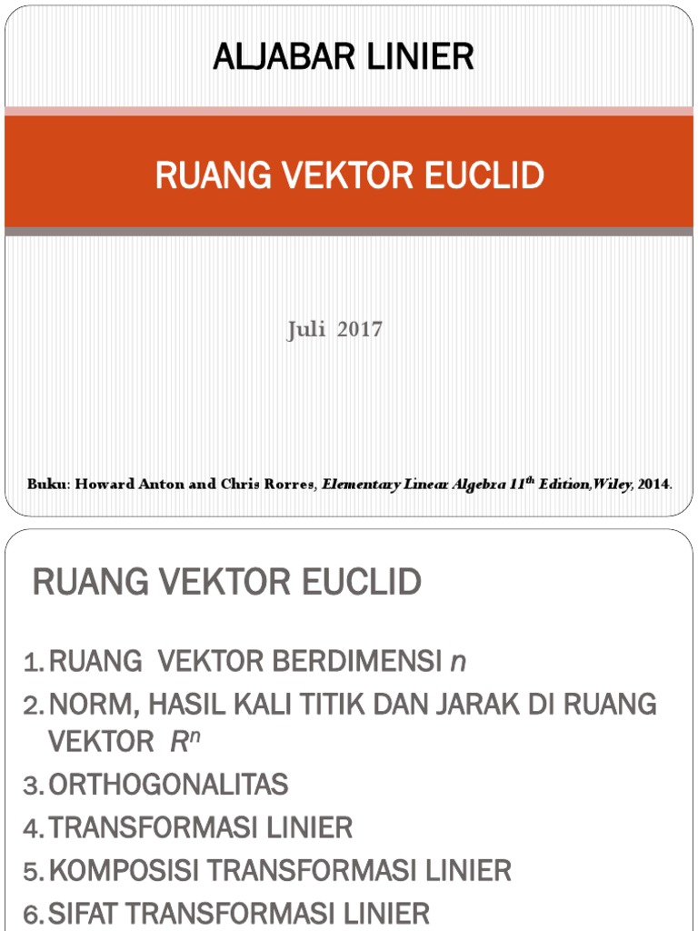 Ruang Vektor dan Transformasi Linier | PDF