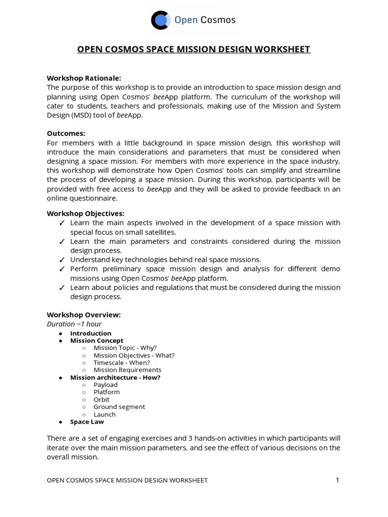 OPEN COSMOS SPACE MISSION DESIGN GUIDE | PDF