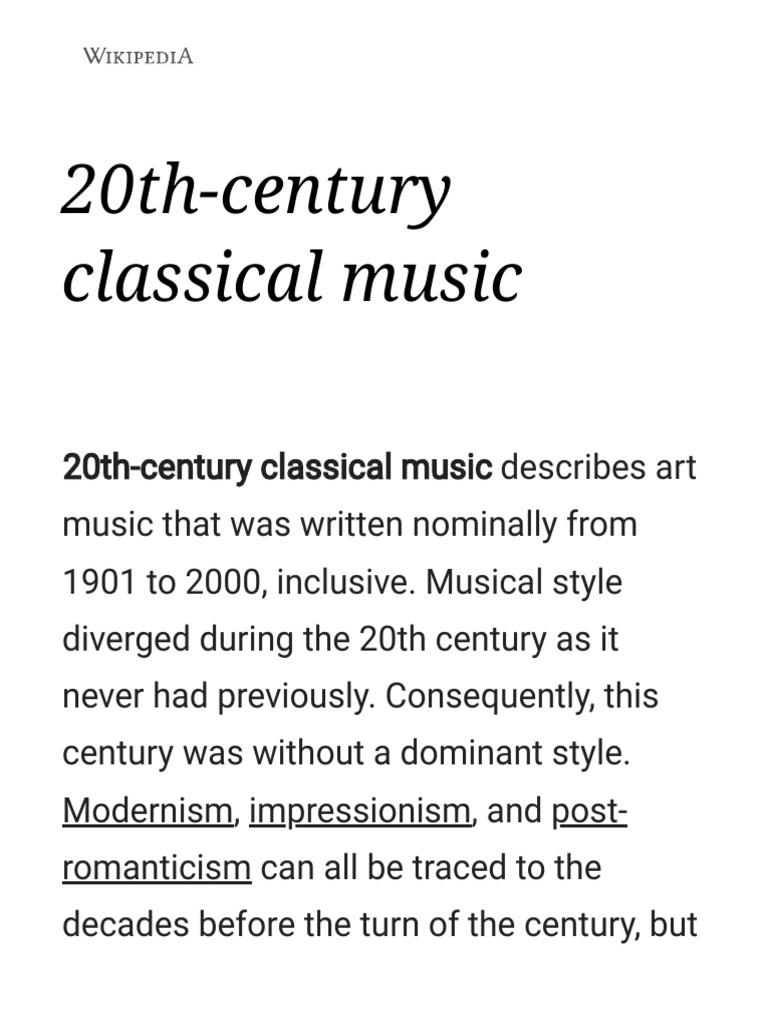 20th-Century Classical Music - Wikipedia PDF | PDF | Classical Music | Modernism (Music)
