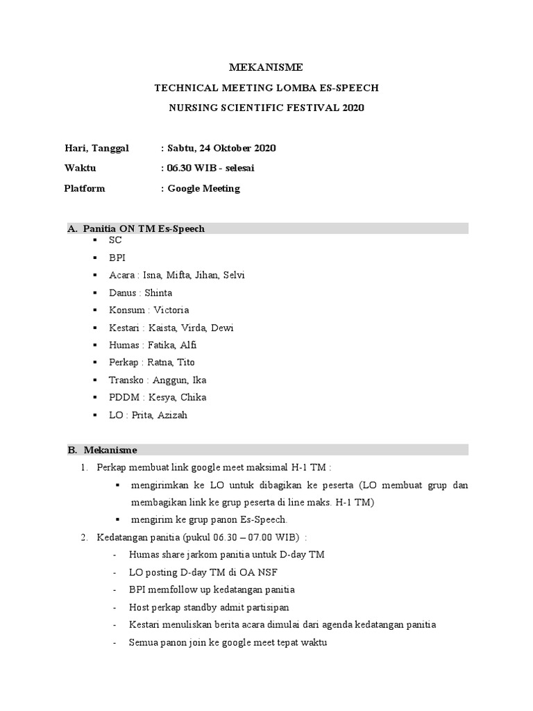 Mekanisme TM Lomba Es-Speech | PDF
