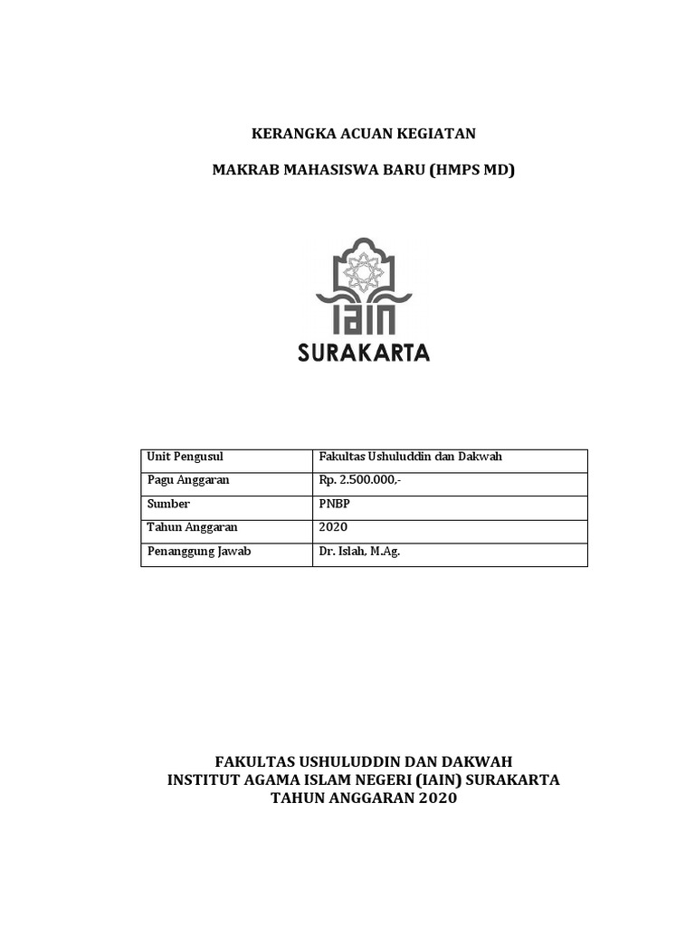 KAK Makrab HMPS MD Tahun 2020 | PDF | Sains & Matematika