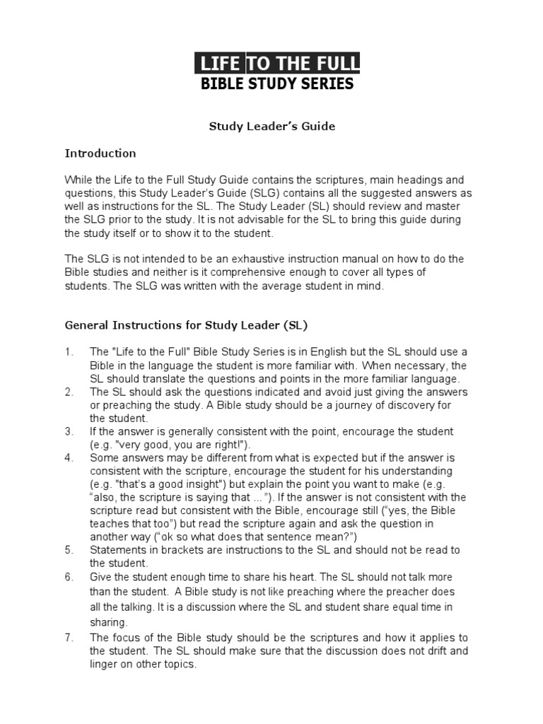 Life To The Full: Bible Study Series | PDF | Repentance | Bible