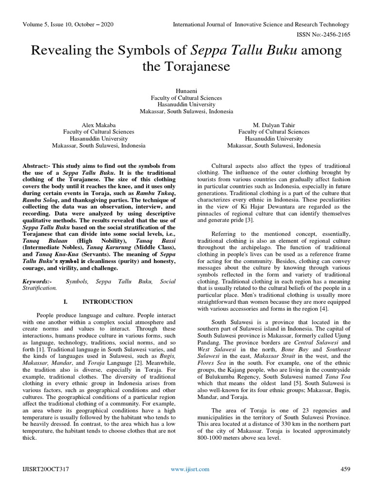 Revealing The Symbols of Seppa Tallu Buku Among The Torajanese | PDF ...