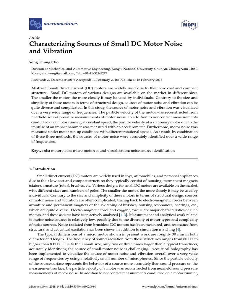 Characterizing Sources of Small DC Motor Noise and Vibration | PDF ...