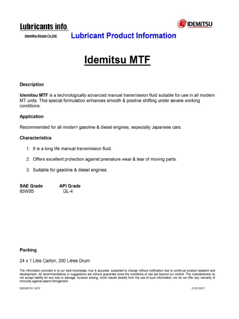 Oli Idemitsu MTF Indonesia | PDF