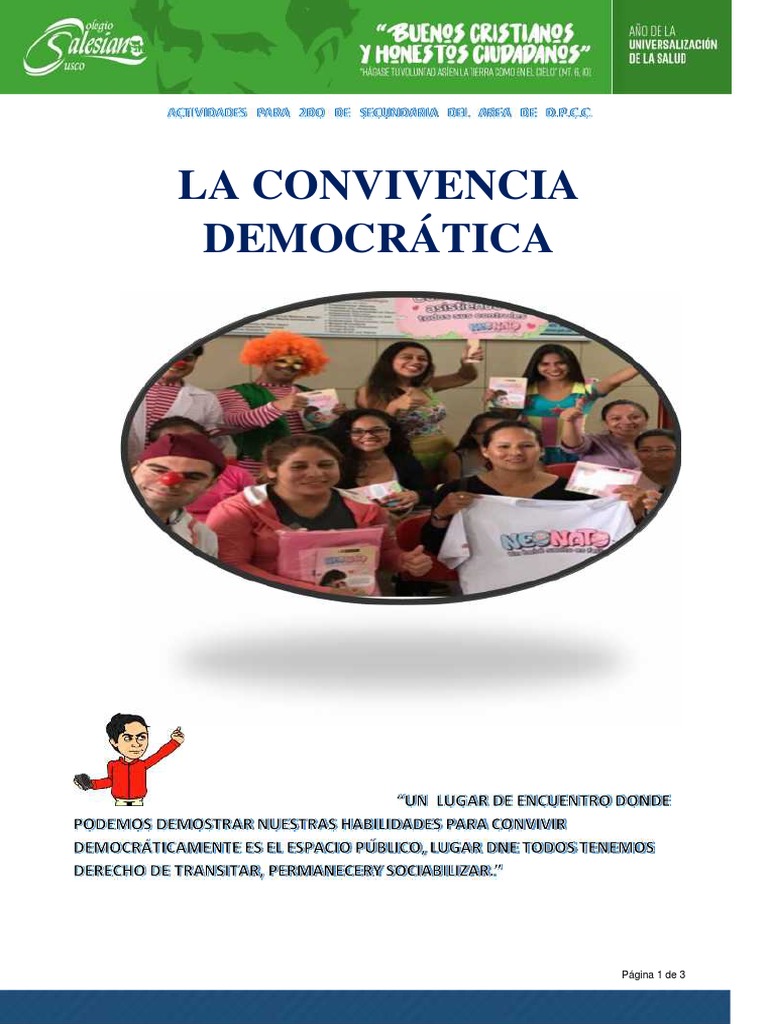 La Convivencia Democratica DPCC 2do Secundaria | PDF