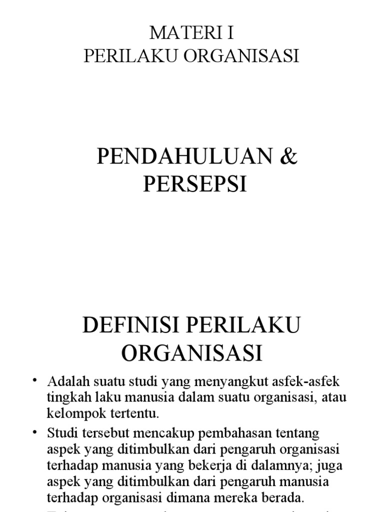 MATERI 1 Perilaku Organisasi | PDF
