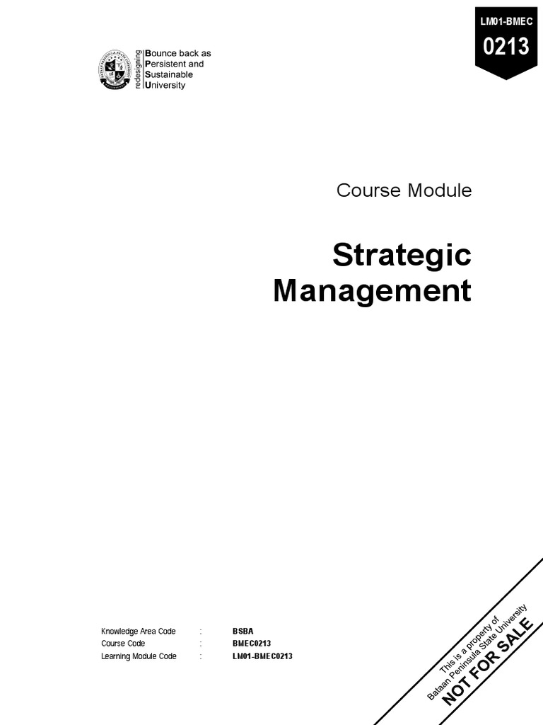MODULE STRATEGIC MGT 1ST Sem 2020-2021 PDF | PDF | Strategic Management ...