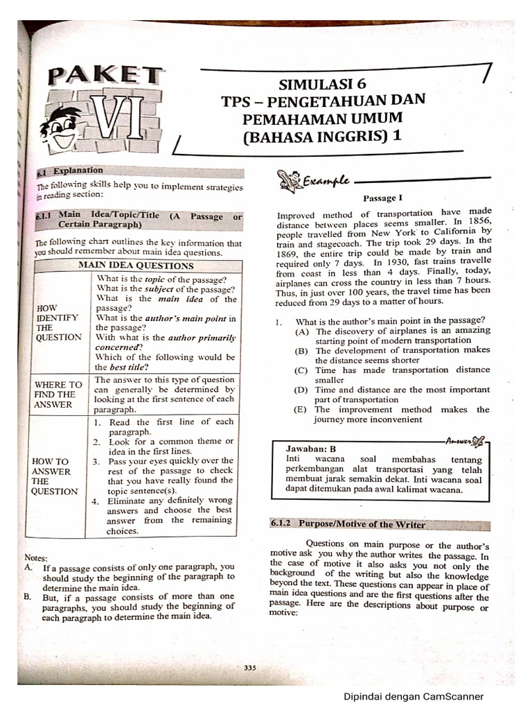 Simulasi 6 Tps-Pengetahuan Dan Pemahaman Umum (Bahasa Inggris) PDF | PDF