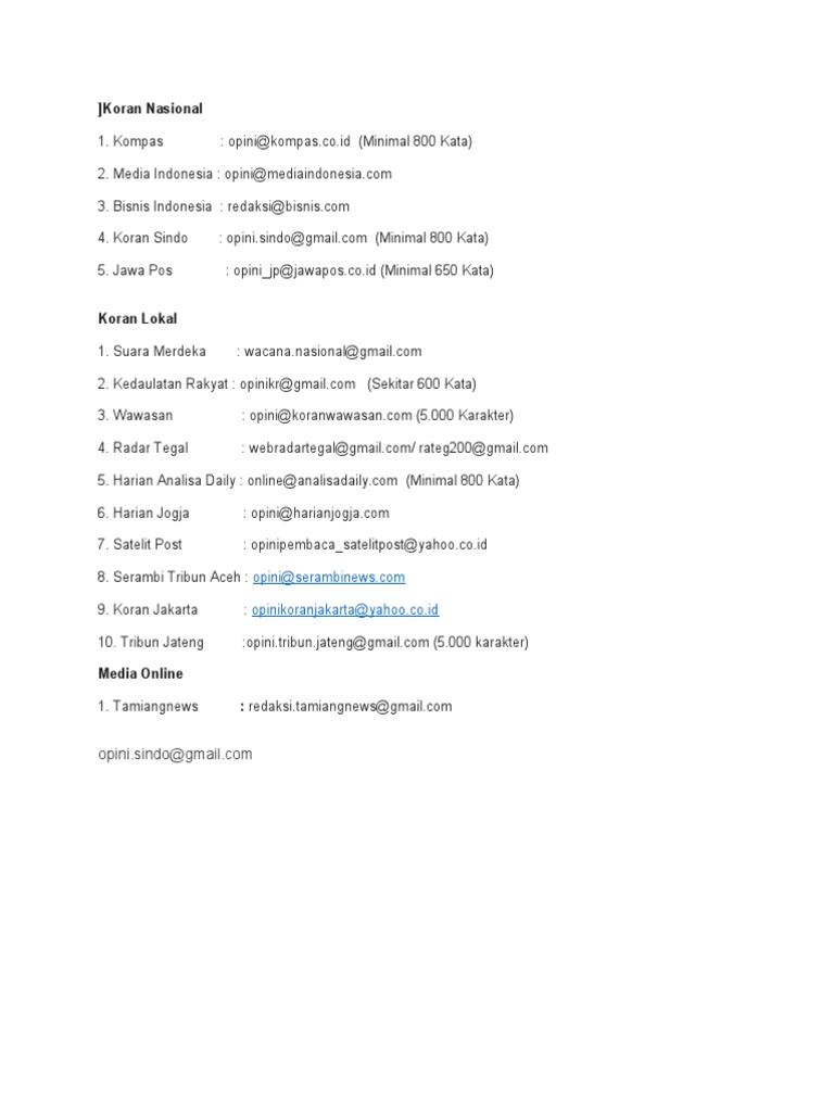 Alamat Email Redaksi | PDF