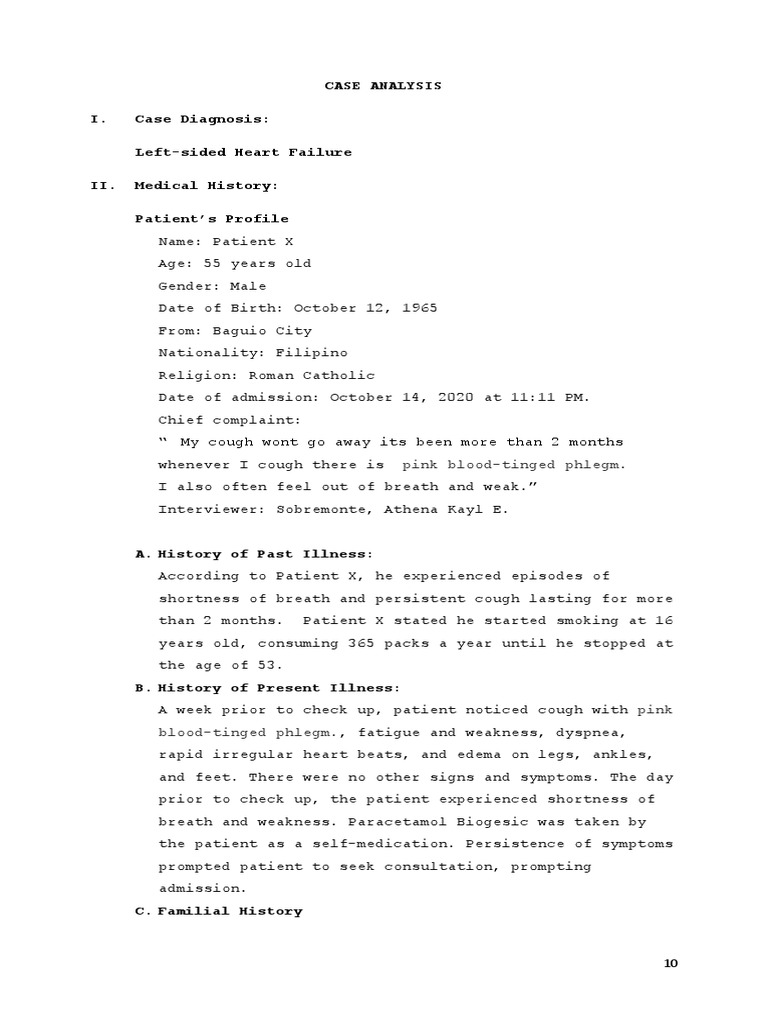 Case Analysis I. Case Diagnosis: Left-Sided Heart Failure II. Medical ...