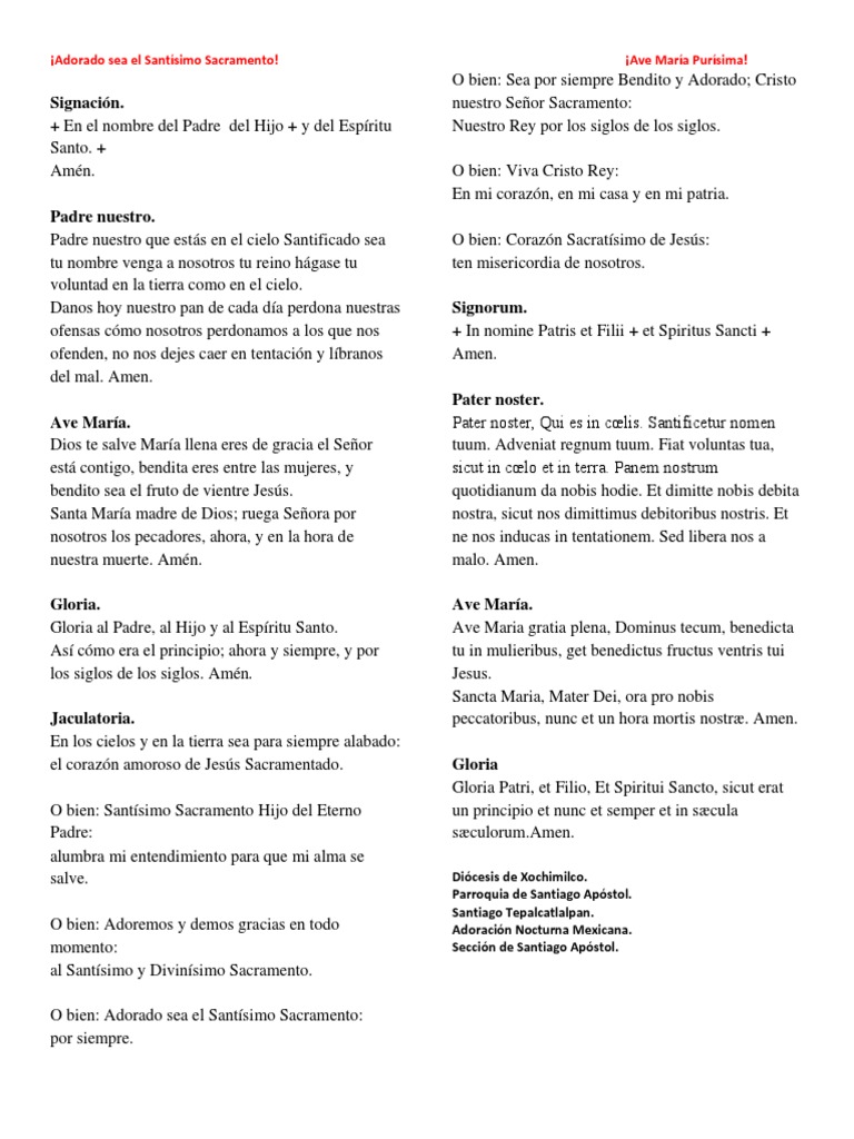 Oraciones de La Hora Santa. | PDF | orador del Señor | eucaristía