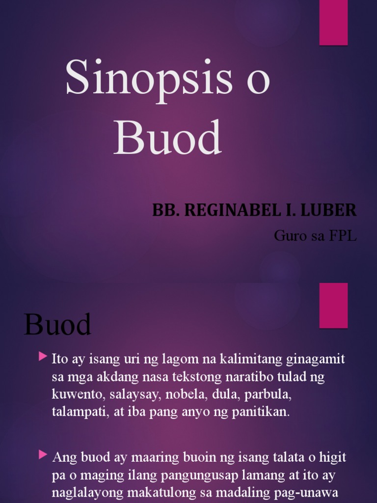 Aralin 2.1 - Sinopsis o Buod | PDF