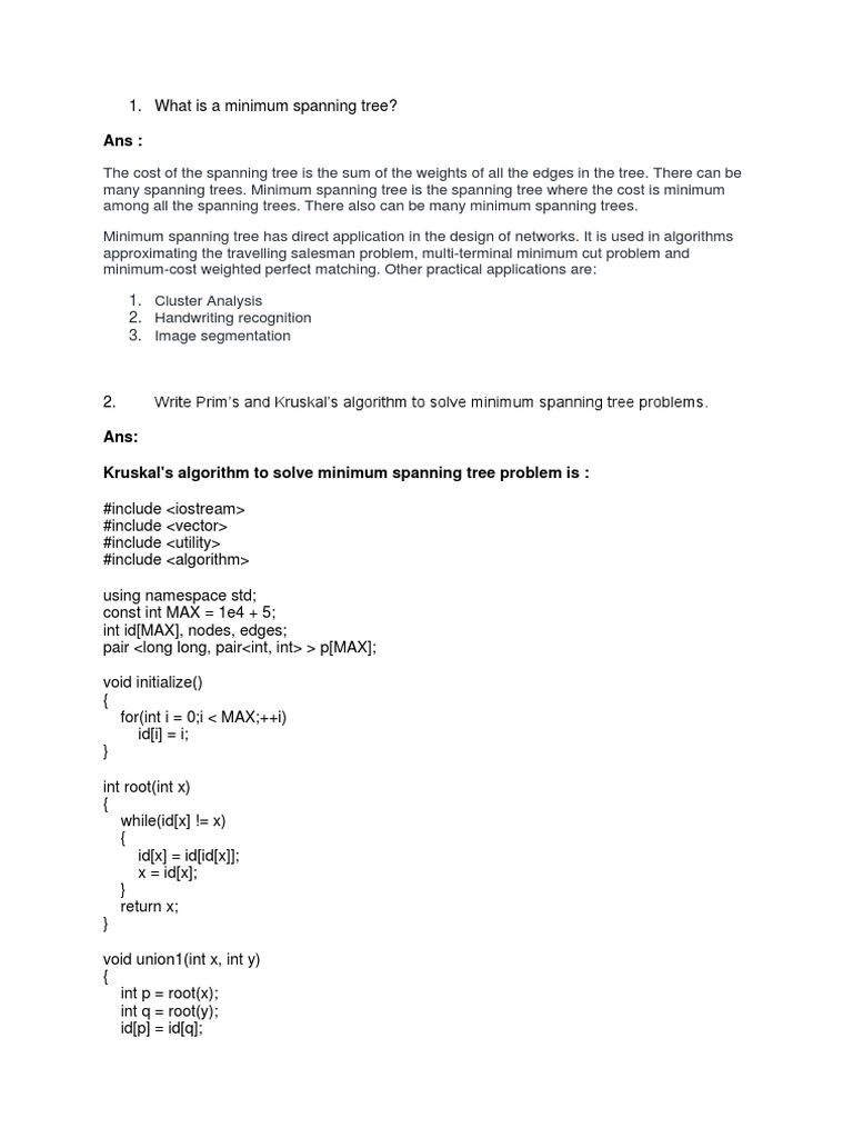19BCS099 - Assignment On Prims and Kruskal Algorithm | PDF | Visual Cortex | Computational Problems