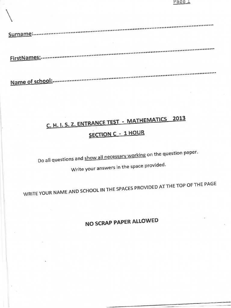 CHISZ 2013 Maths C PDF | PDF