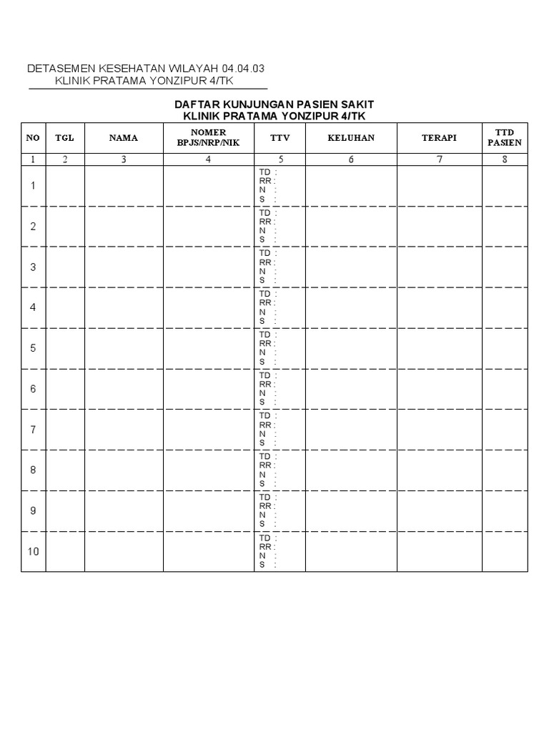 Form Kunjungan Pasien | PDF