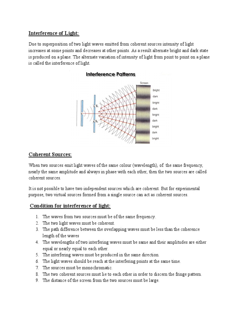 Interference of Light | PDF | Interferometry | Diffraction