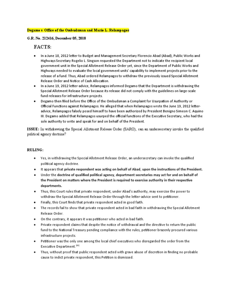 Degamo Case Admin Law Digest | PDF | Government | Justice