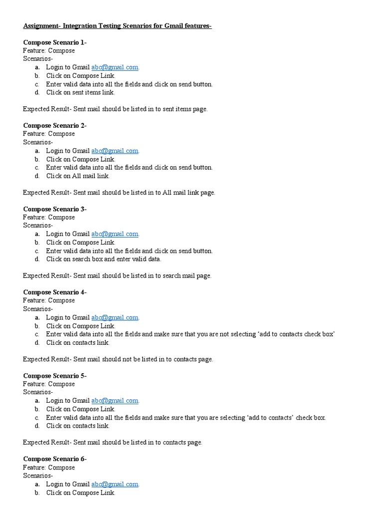 Assignment-Integration Testing Scenarios For Gmail Features - Compose ...
