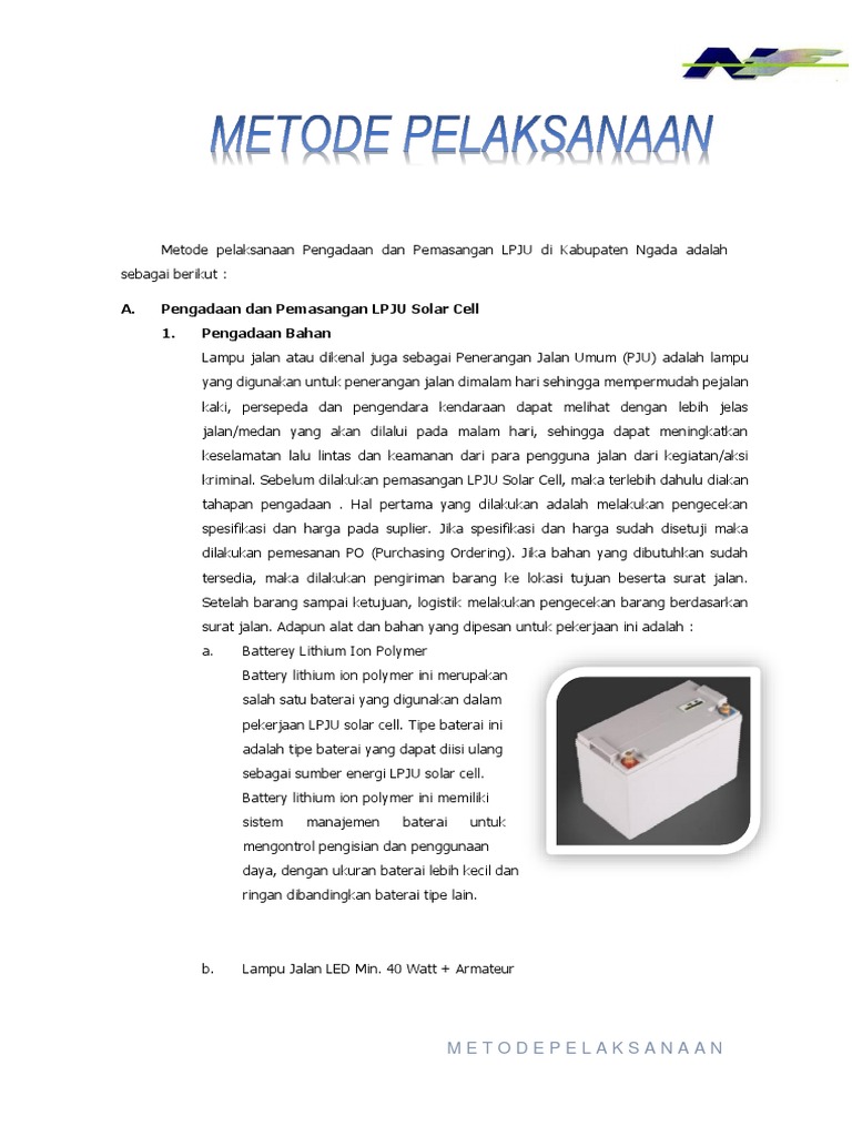 07 Metode Pelaksanaan Pengadaan PJU | PDF