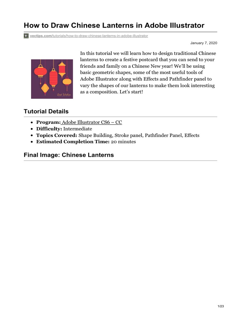 Draw Chinese Lanterns in Illustrator | PDF | Adobe Illustrator | Shape