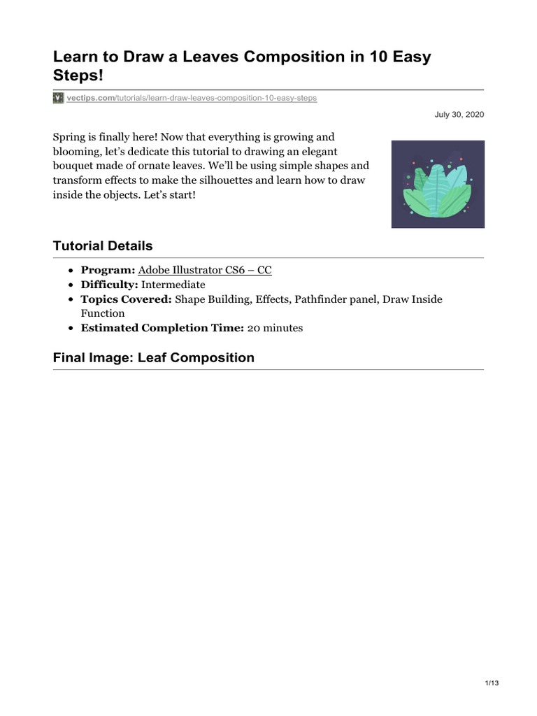 Learn To Draw A Leaves Composition in 10 Easy Steps | PDF | Adobe ...