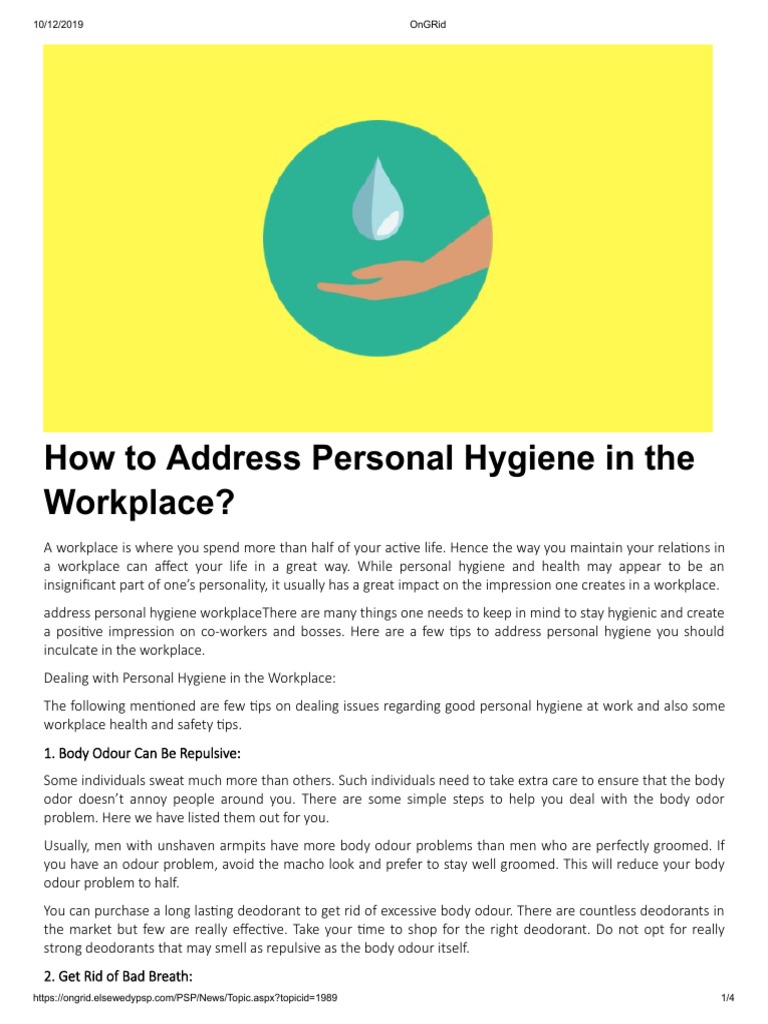 Personal Hygiene Tips for the Workplace | PDF