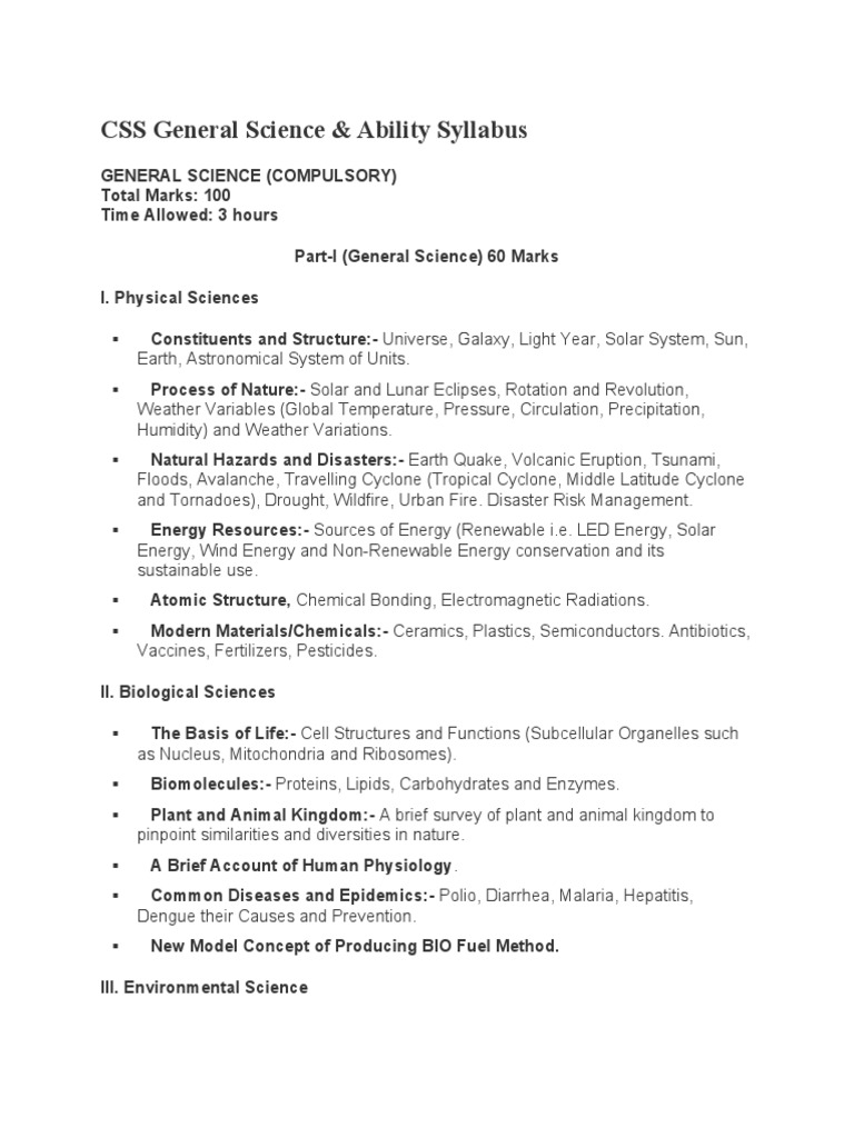 CSS General Science | PDF | Foods | Pollution