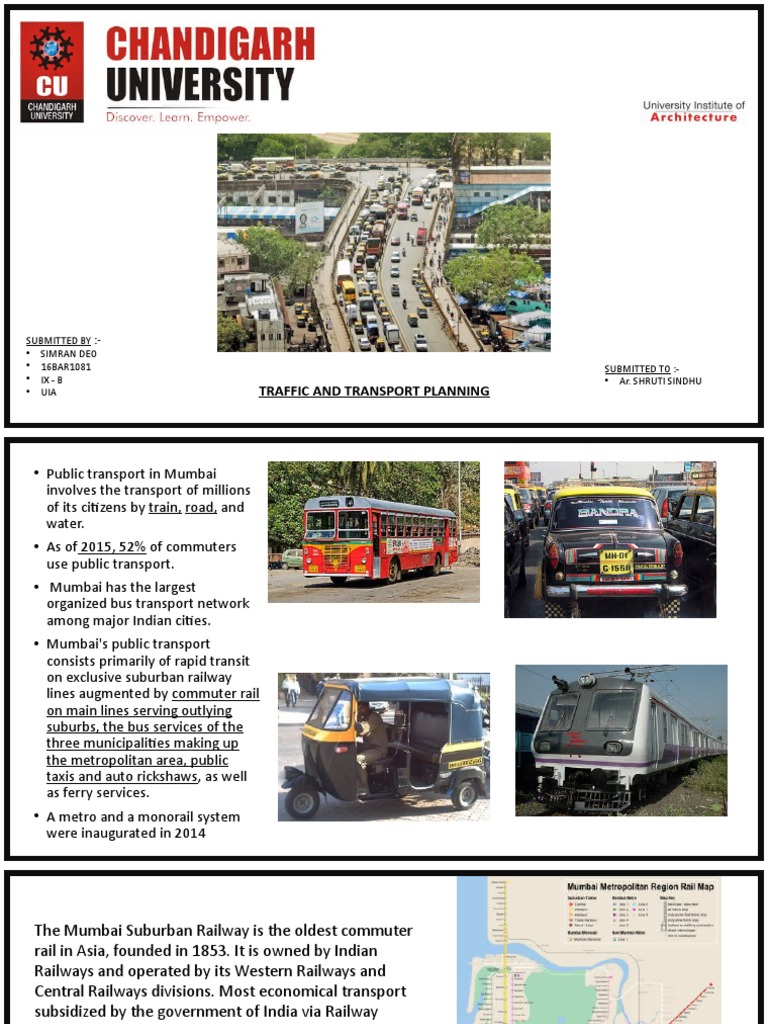 Traffic and Transport Planning: Submitted by - Simran Deo - 16BAR1081 ...