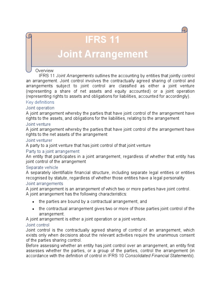 Joint Arrangement: Ifrs 11 | PDF | International Financial Reporting ...